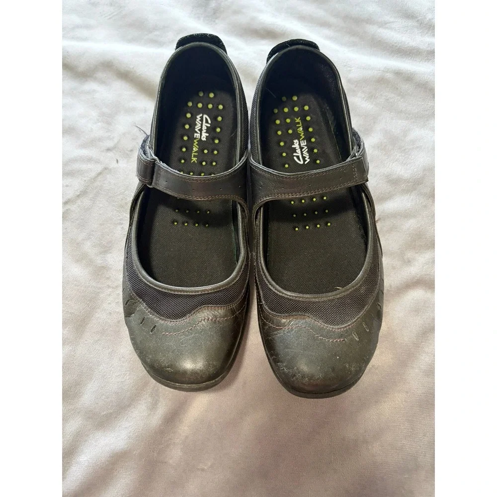 Clarks | Shoes | Clarks Wave Walk Black Leather Mary Jane Walking Shoes ...